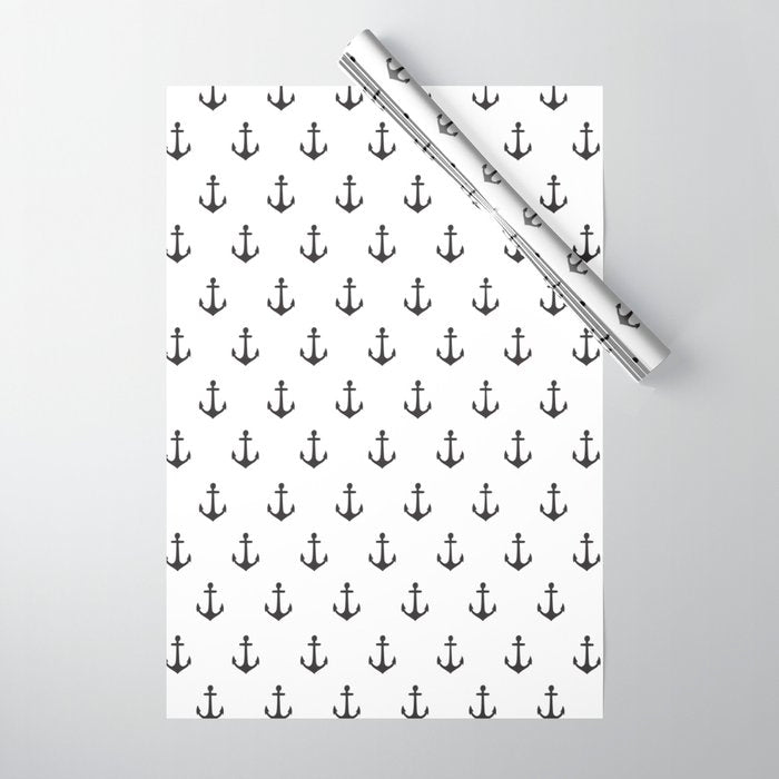 Simple black white modern nautical anchor Wrapping Paper – Society6