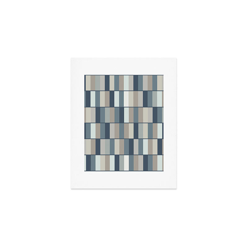 Long Blocks Geometric Pattern in Neutral Blue Grey Tones Art Print ...
